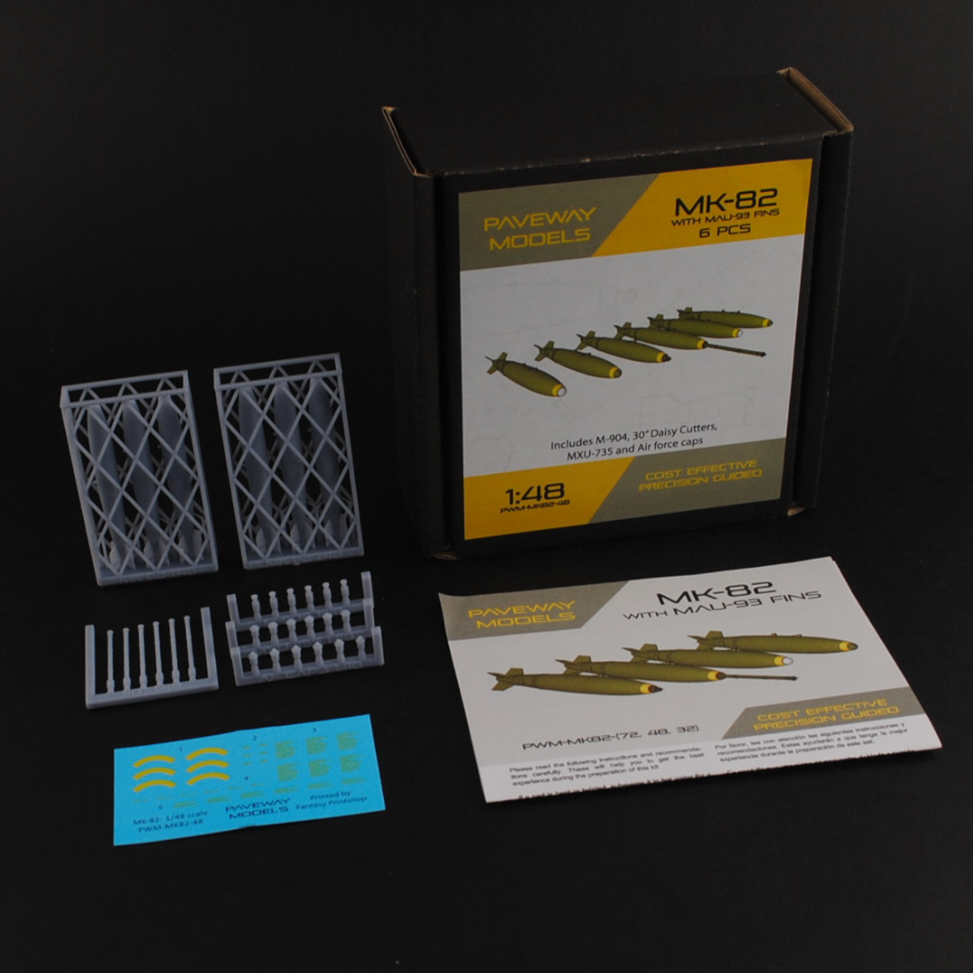 Mk-82 with MK-15 Snakeye tailfins. Set of 6 – 1:72 – Paveway Models ...